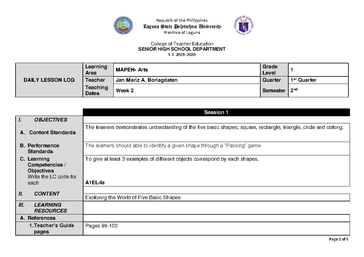 DLLmariz - Requirements for Teaching Arts in Elementary Education ...
