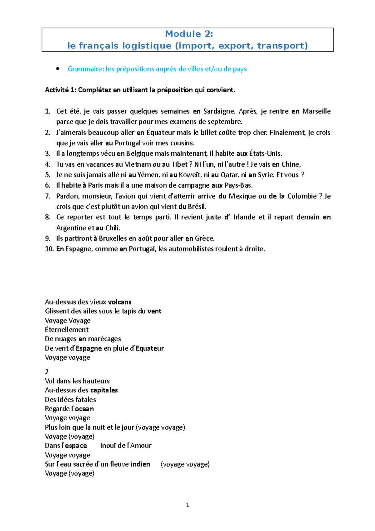 Module-2-le-français-logistique étudiants - Module 2: le français ... Module-2-le-français-logistique étudiants - Module 2: le français ...