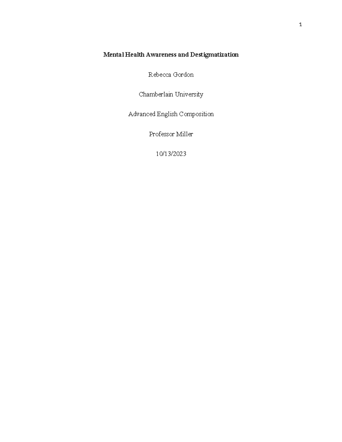 Mental Health Awareness and Destigmatization-1 - Mental Health ...