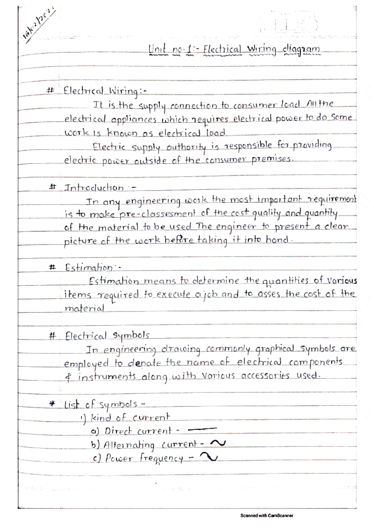 EEC unit 1,2 - Notes - Unit no. Electrical wiring diagram Electrical It ...