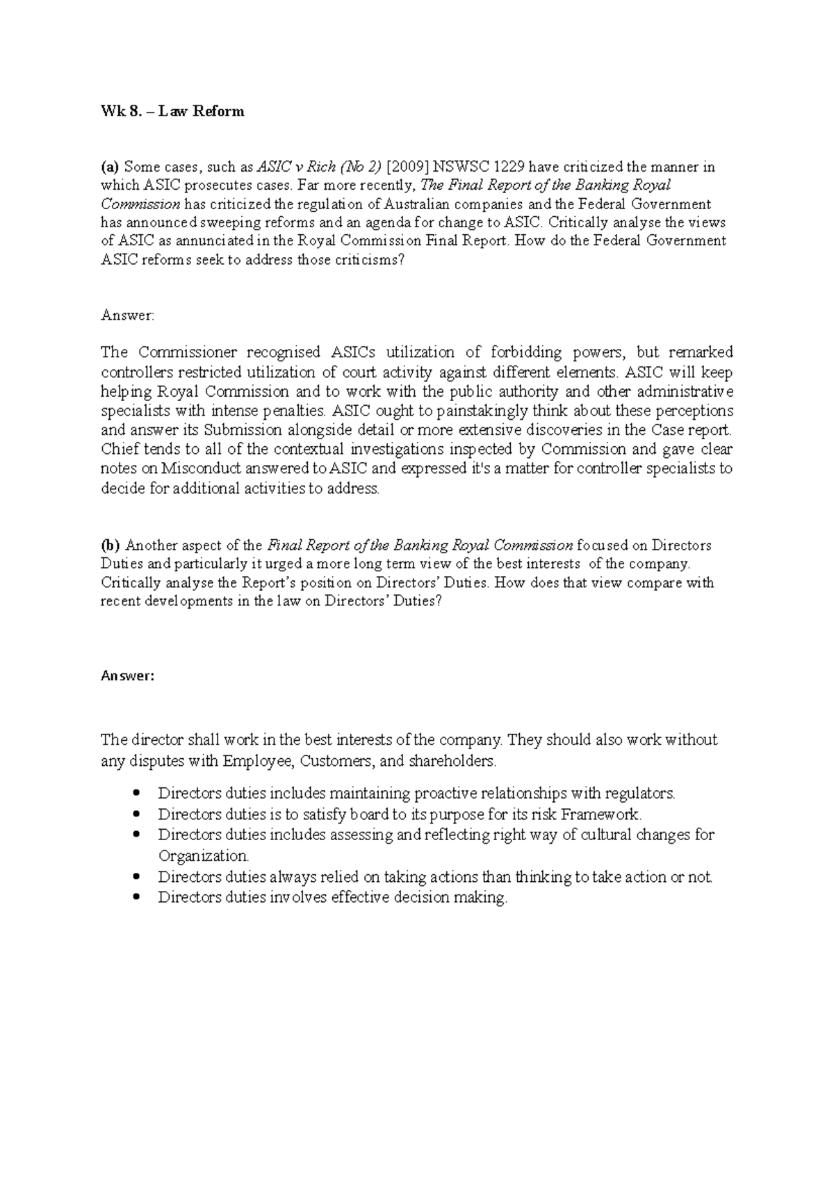 Week-8. Tutorial Answer - BX2112 - JCU - Studocu