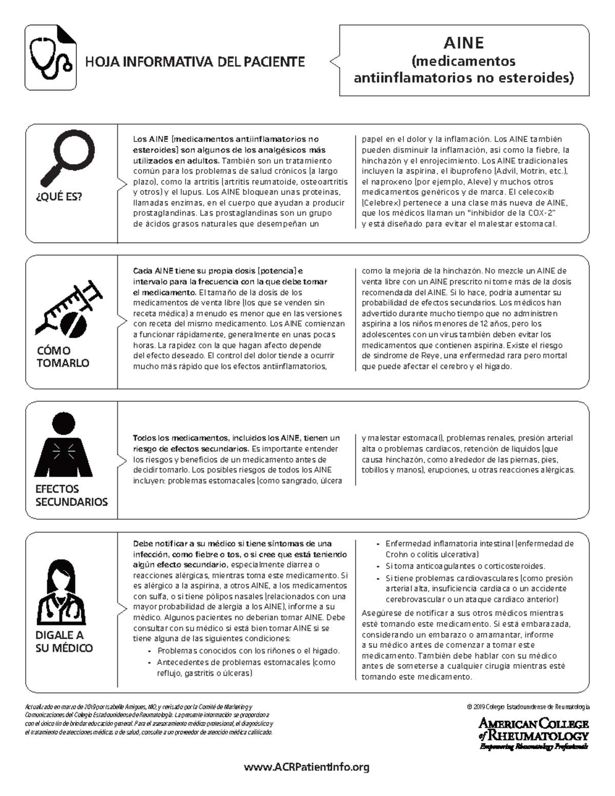 AINE Medicamentos Antiinflamatorios No Esteroides Fact Sheet ...