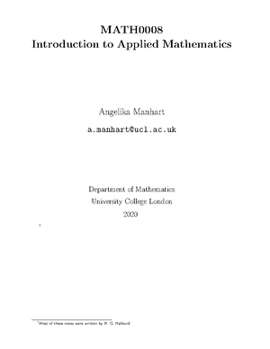 Notes MATH0009Newtonian Mechanics - MATH0009: Newtonian Mechanics Notes ...