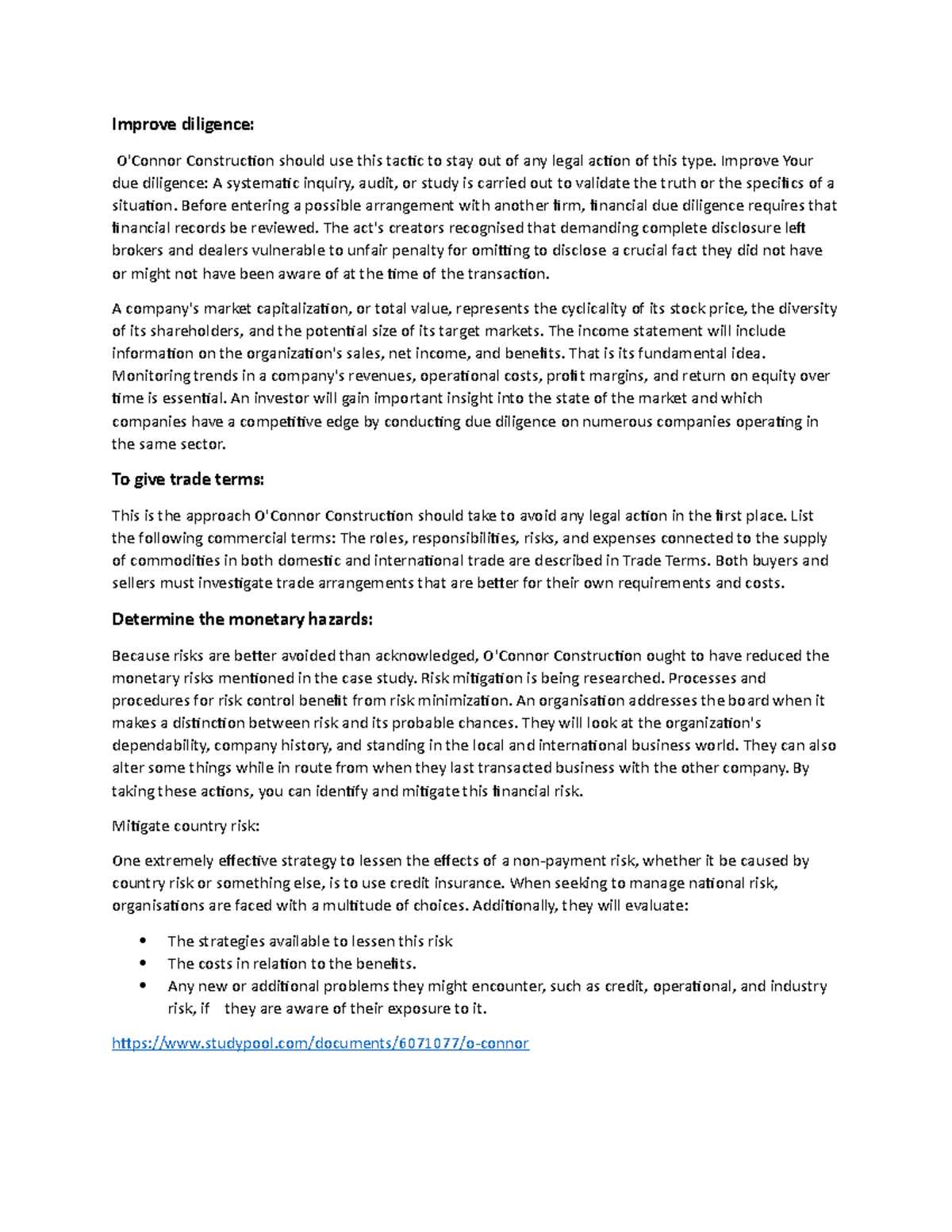 IBM 230 Q4 - Riya - Assignment - Improve diligence: O'Connor ...