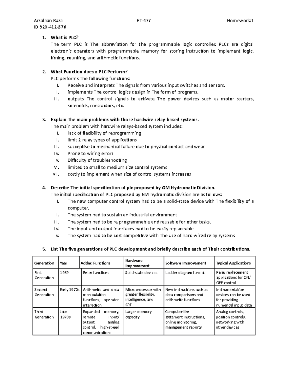 Chapter questions 1 of programmable logic controllers - ID 920-412- 1 ...