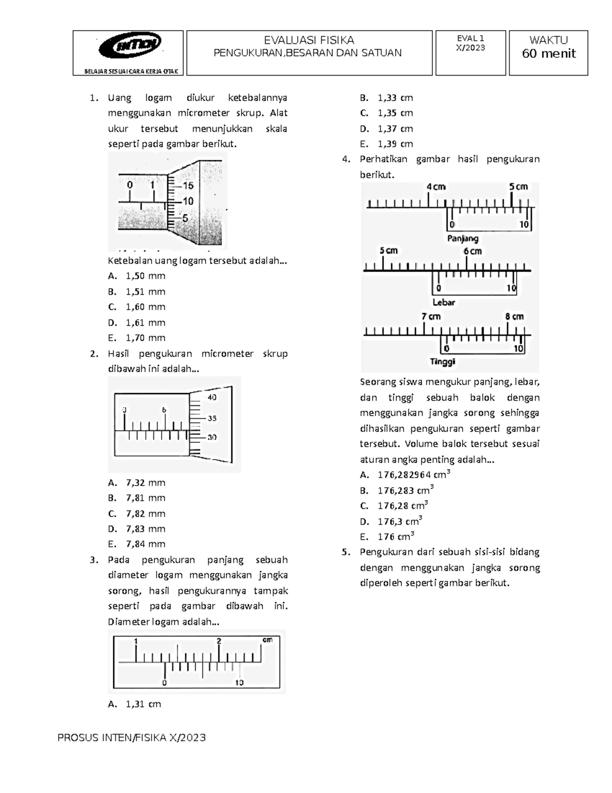 Eval X Bab Pengukuran,Besaran, dan Satuan - 1. Uang logam diukur ...