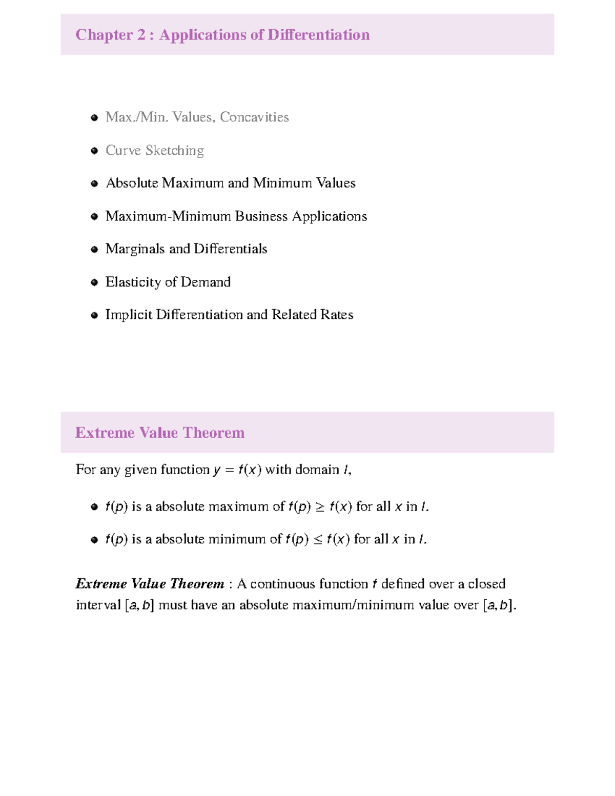 Lec 11 Oct 25 Lec 10 Oct 20 Chapter 2 Applications Of Differentiation Max Min Values