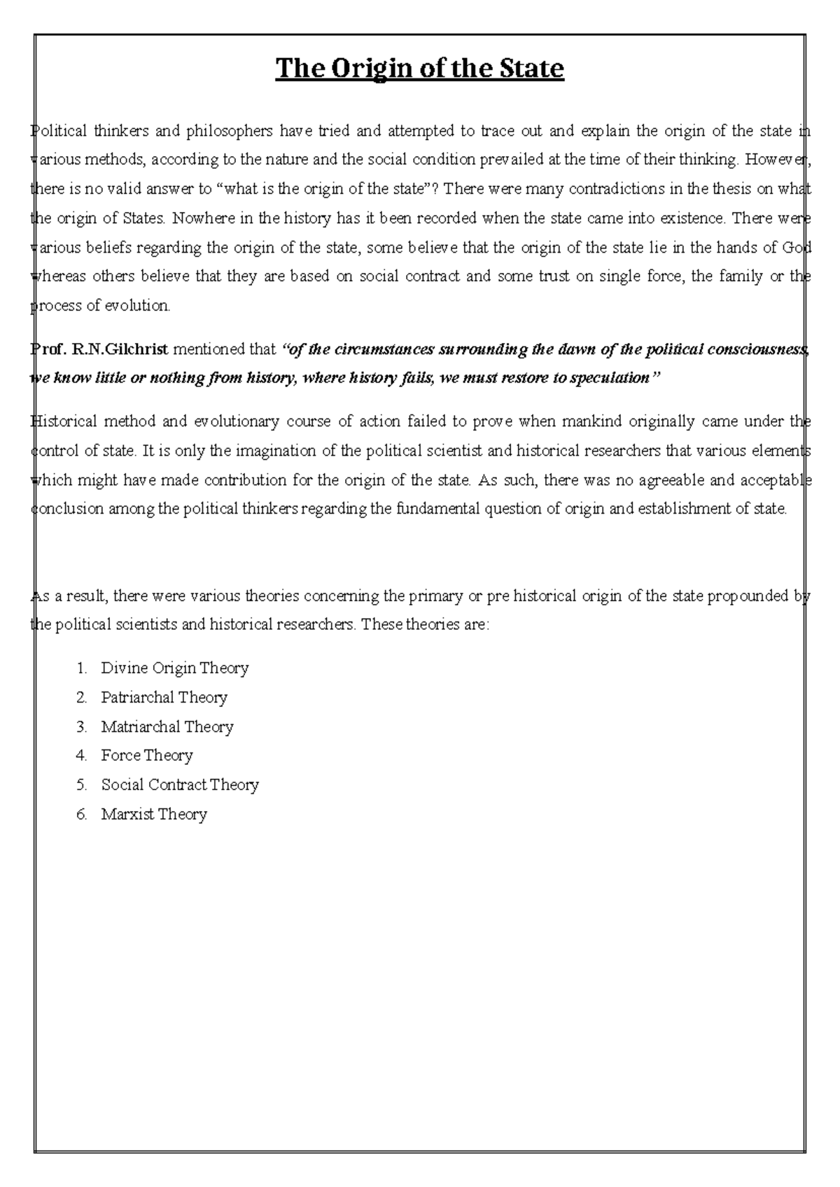 Theories of the Origin of the State - The Origin of the State Political ...