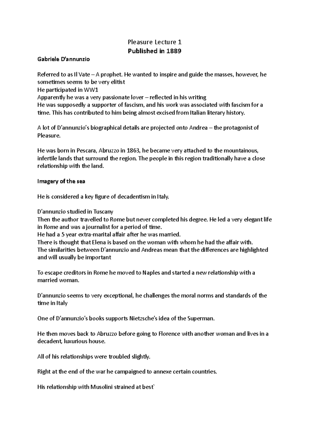 Pleasure Lecture 1 - CO1001 - St Andrews - Studocu