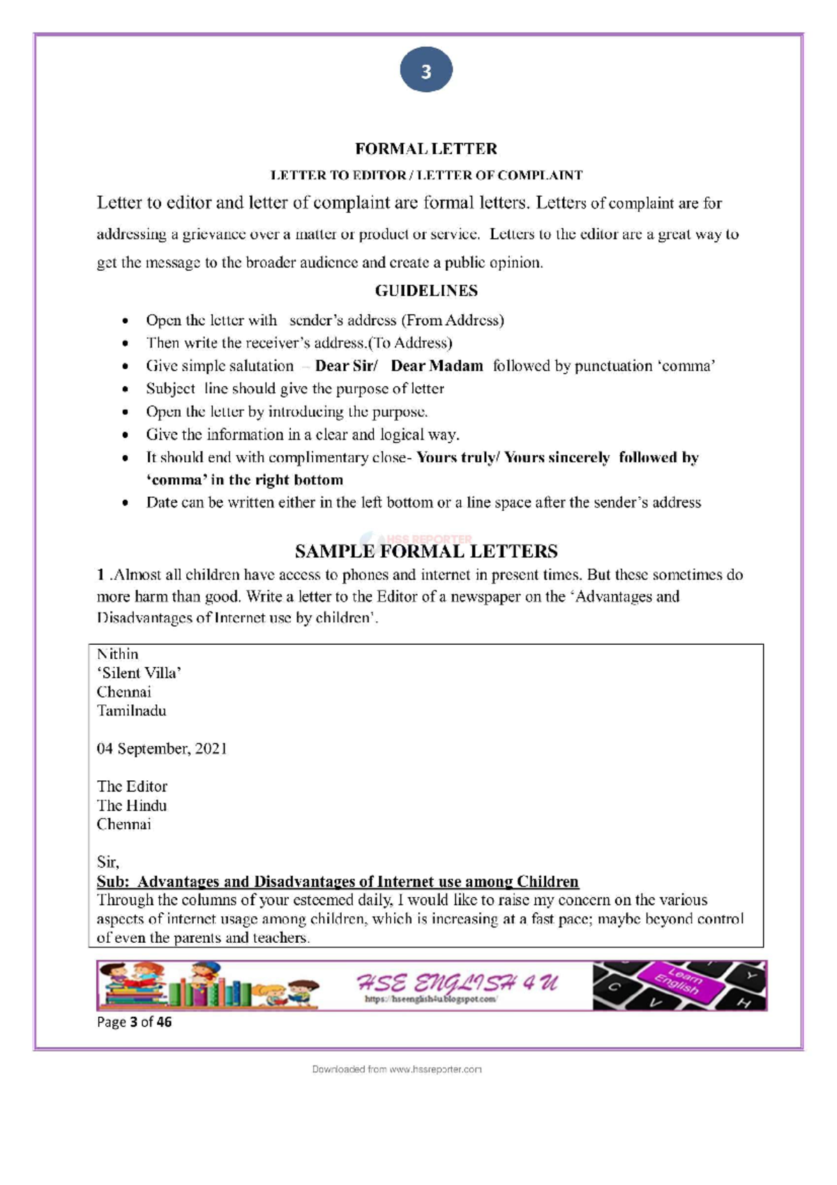 Formal letter format English +1 Hss Kerala - Plus one - Studocu