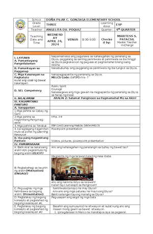 Q4 Mapeh WEEK 2 DAY 2 - Lesson plan - School DOÑA PILAR C. GONZAGA ...