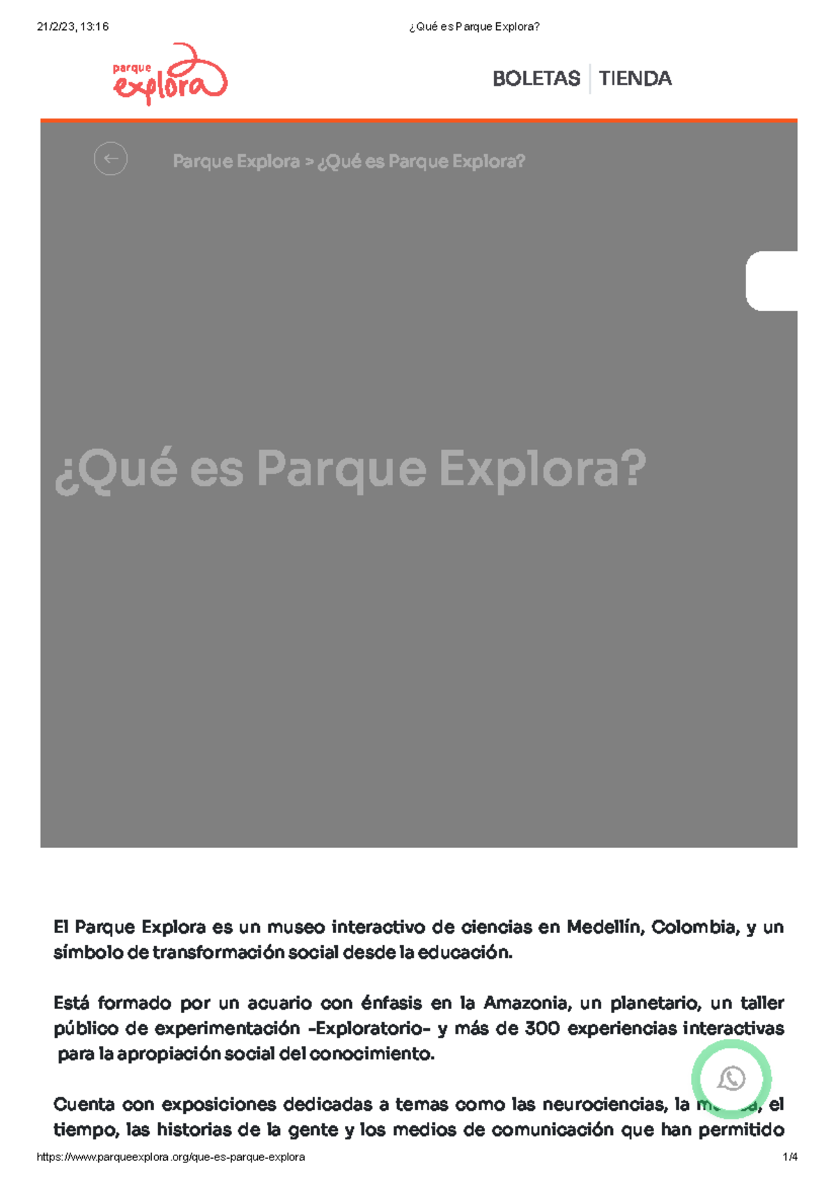 ¿Qué es Parque Explora - PROGRAMACIÓN DE EXAMENES DE LABORATORIO QUE SE ...