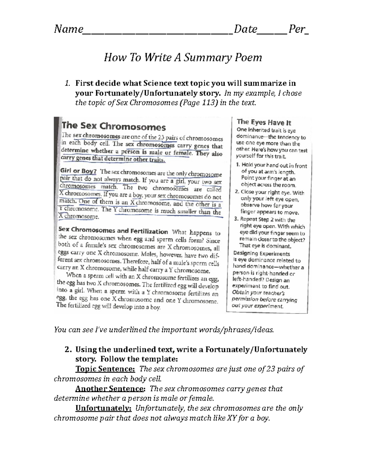 How To Write A Summary Poem - First decide what Science text topic you ...