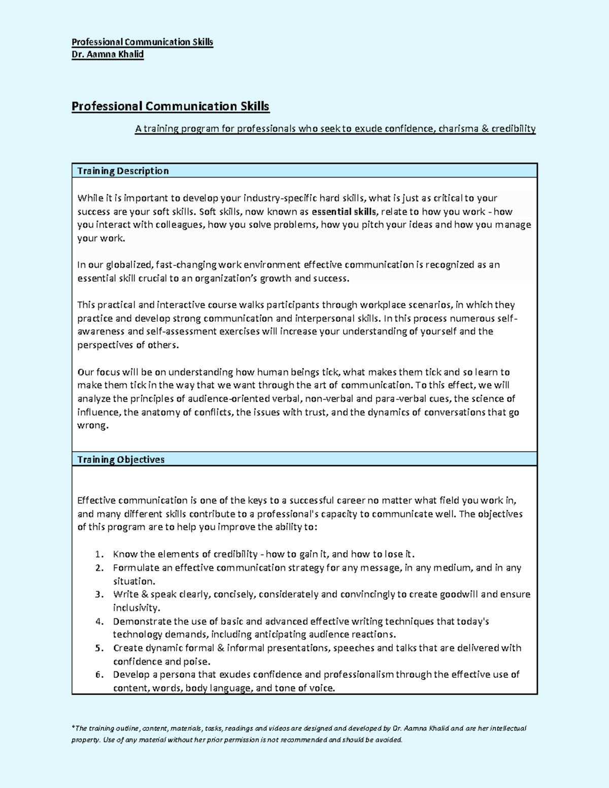Professional Communication Skills Training - 2022-LUMS - Dr. Aamna ...