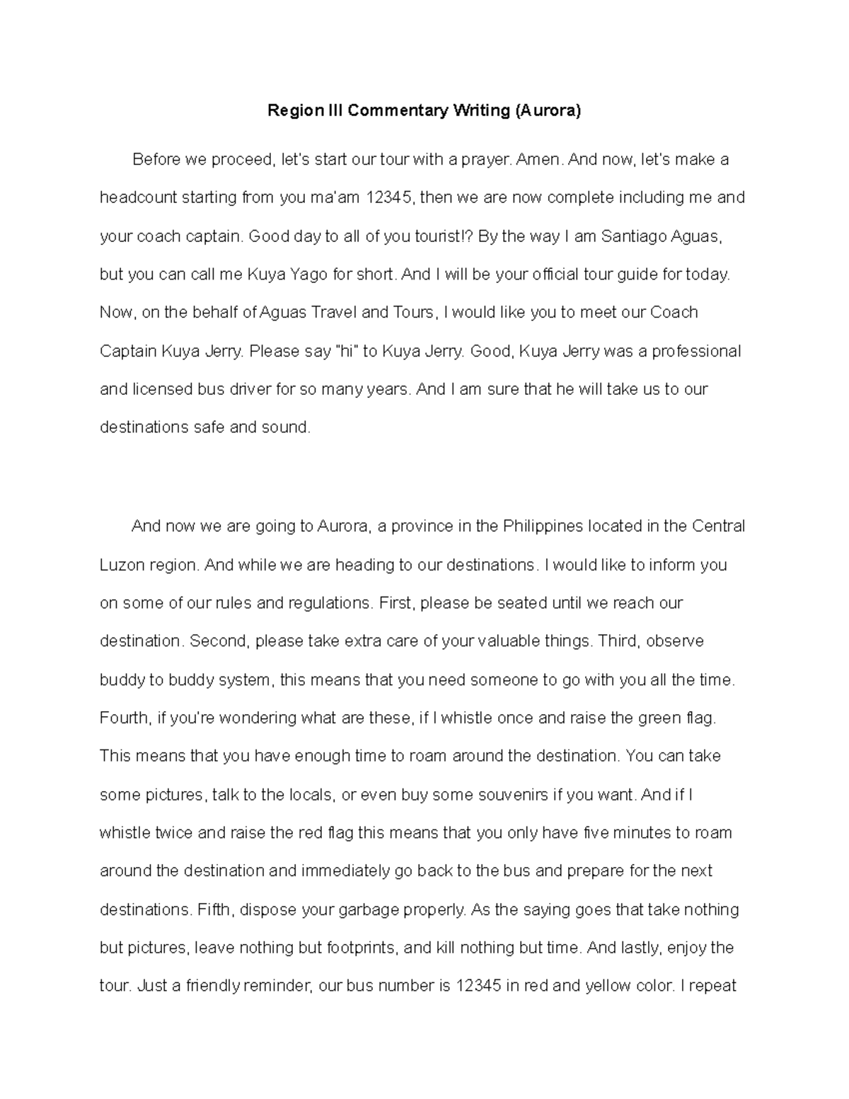 Commentary Writing In Tour Guiding Region III Commentary Writing