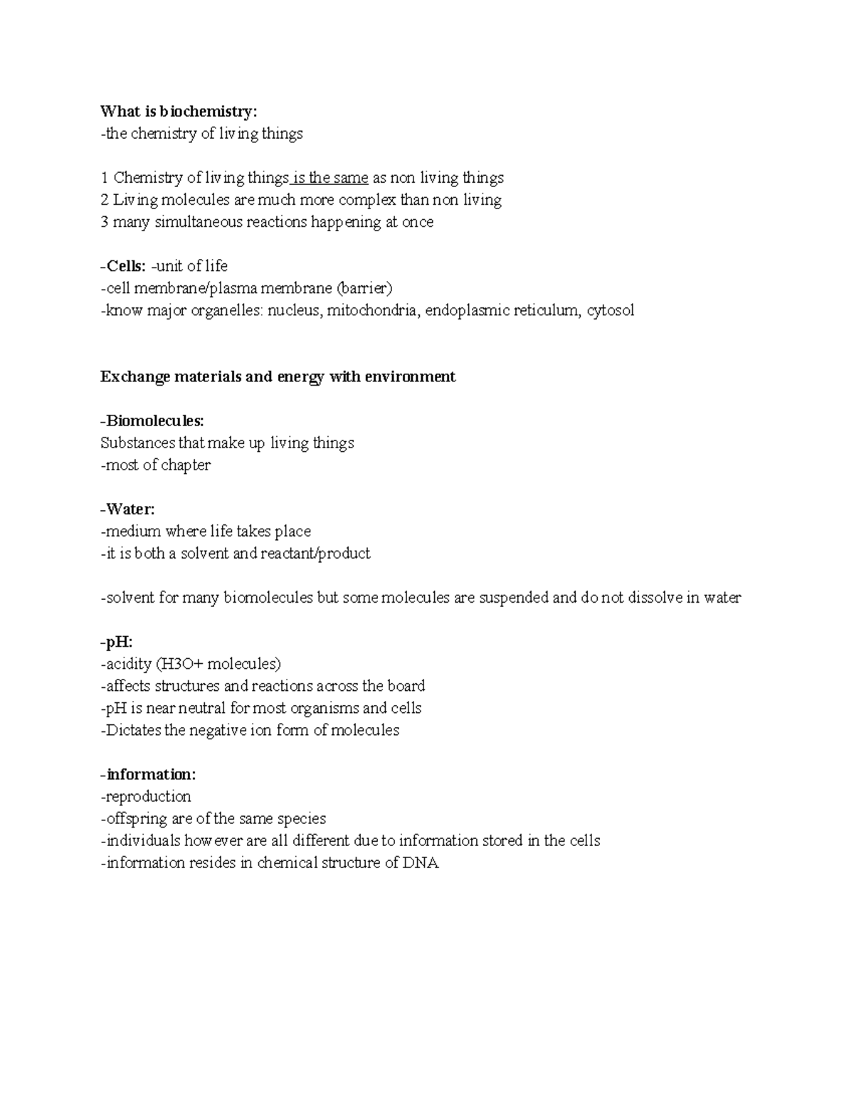 Chem 330 Biochemistry Online Notes lecture video one what is ...