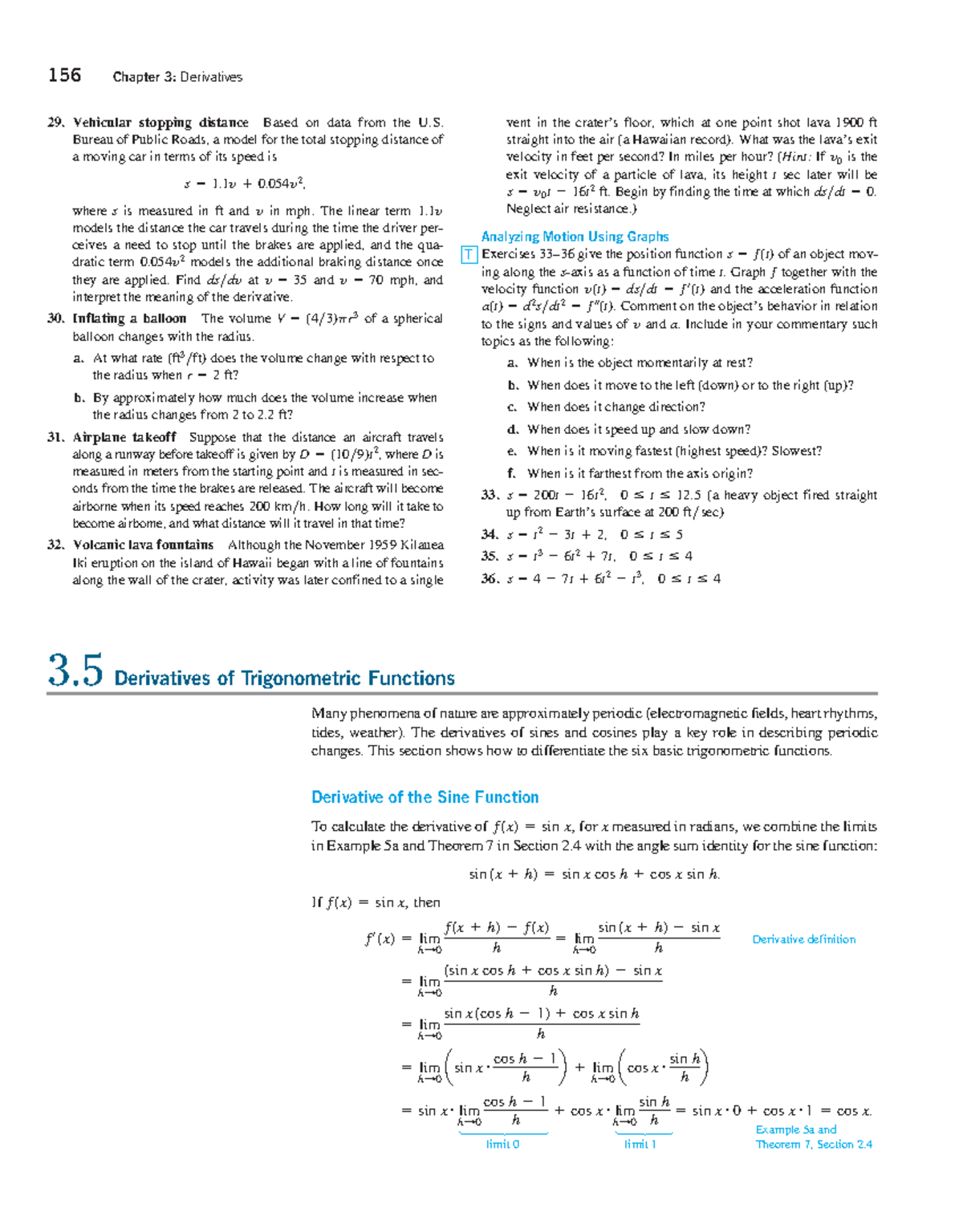 Math ch3-4 - math work - 156 Chapter 3: Derivatives 29. Vehicular ...