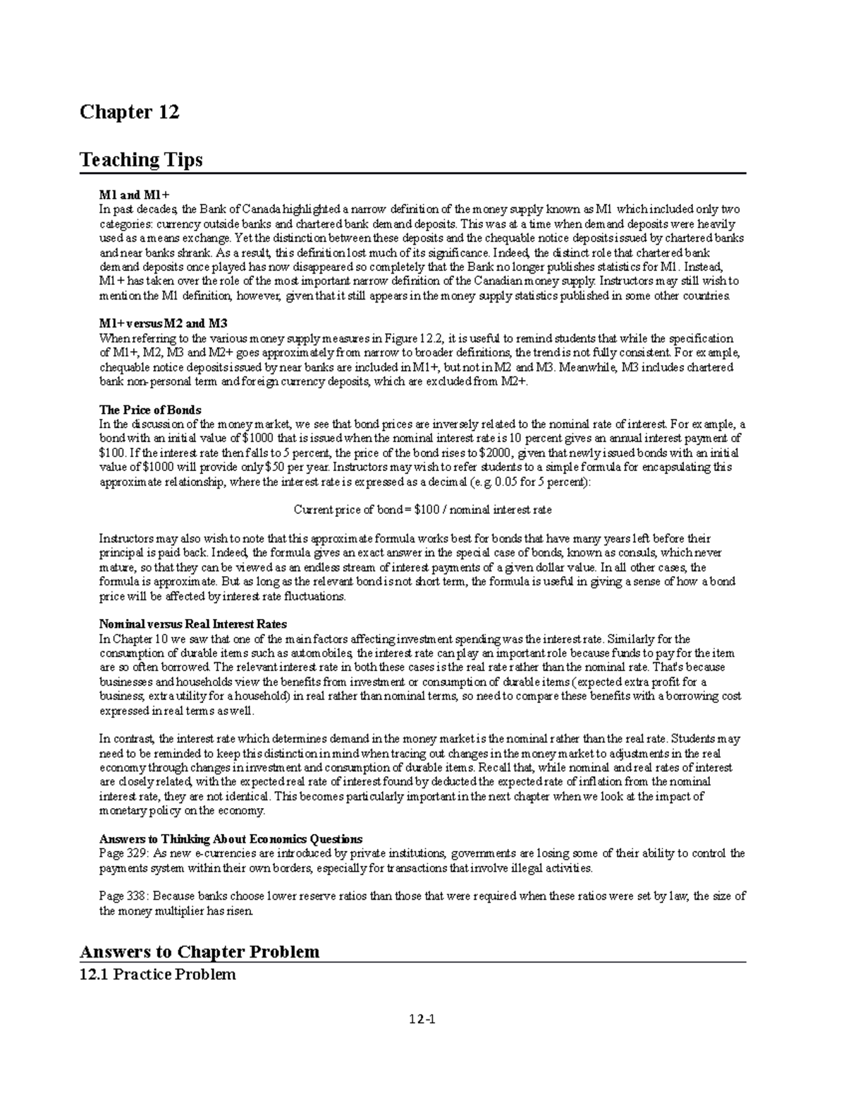 Lovewell 7ce IM Ch12 - Chapter 12 - Chapter 12 Teaching Tips M1 and M1+ In past decades, the ...