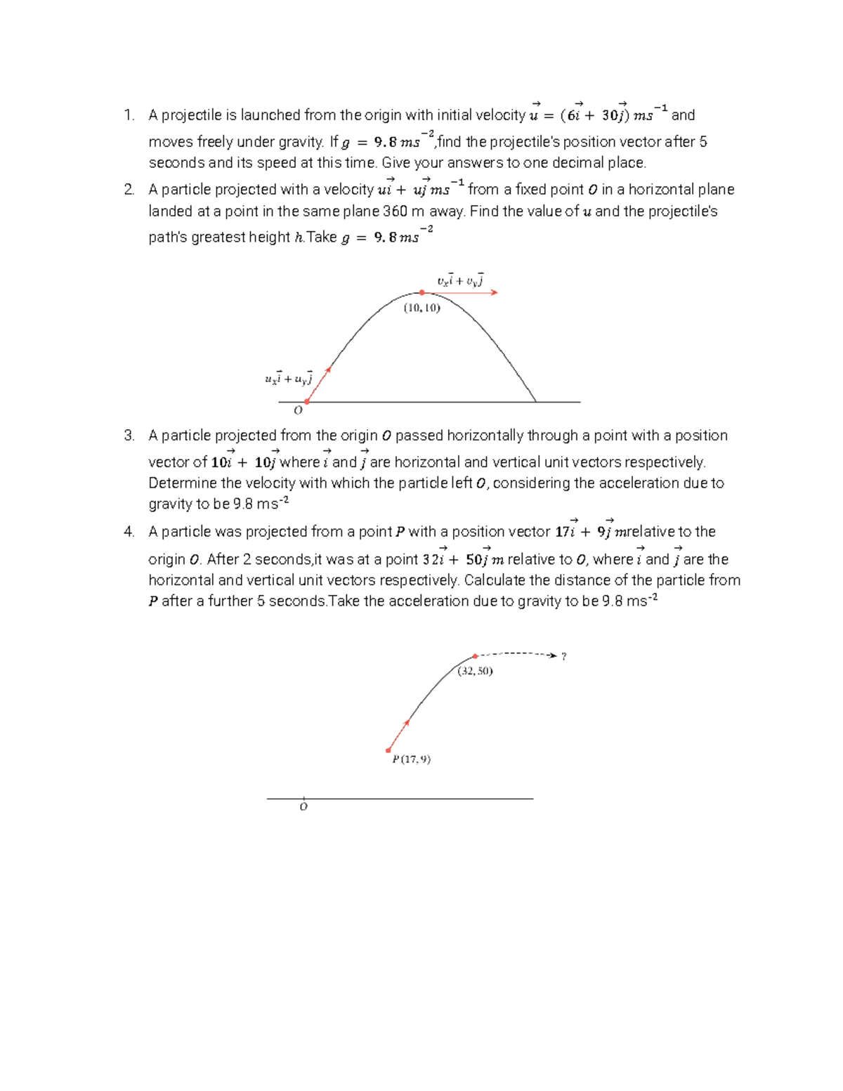 Physics projectile motion - A projectile is launched from the origin ...