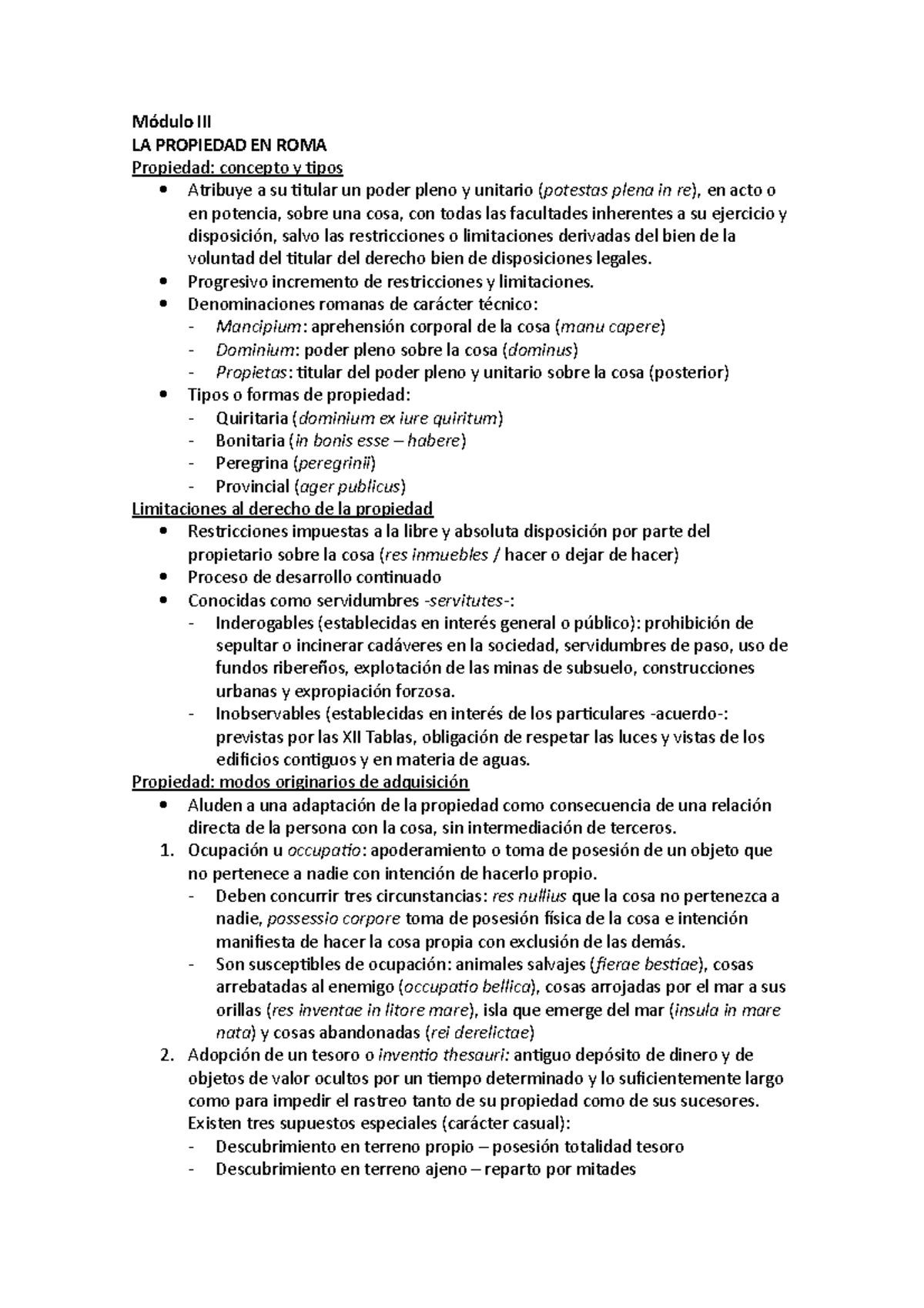 Propiedad Roma Derecho Romano - Módulo III LA PROPIEDAD EN ROMA ...