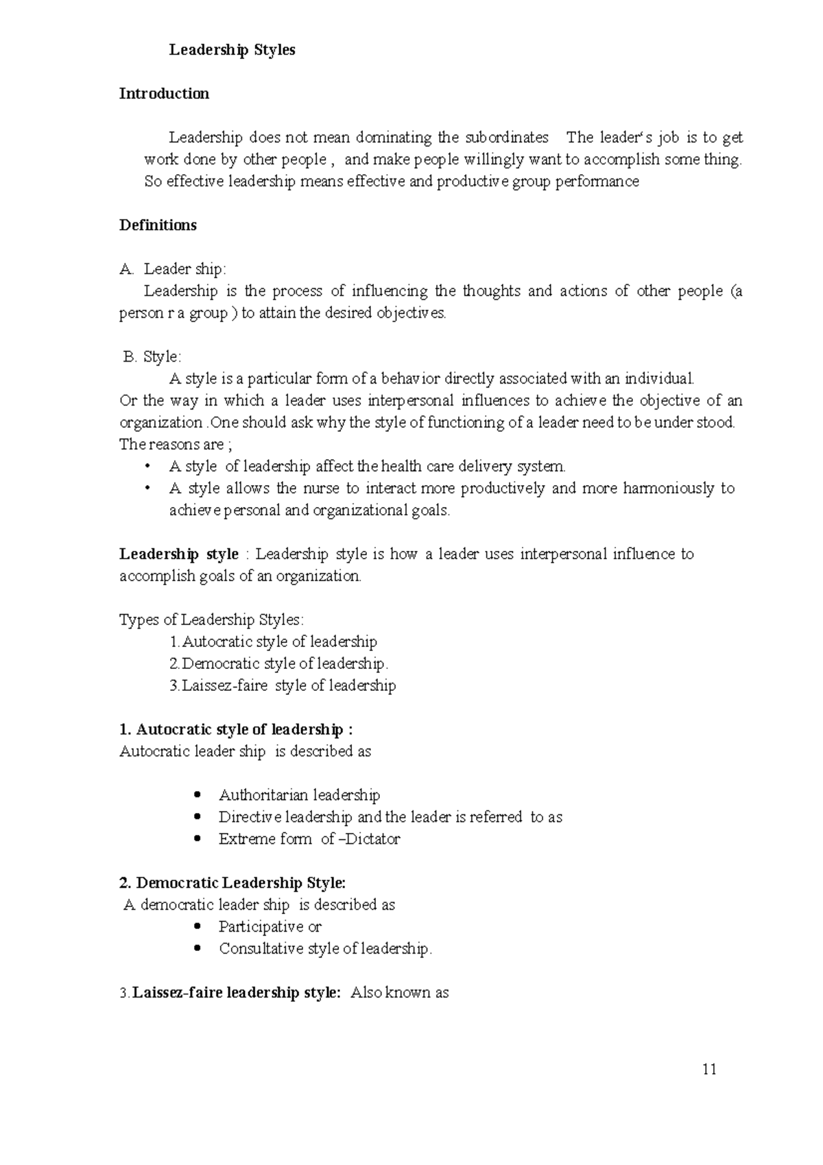 Leadership Styles Introduction - Leadership Styles Introduction ...