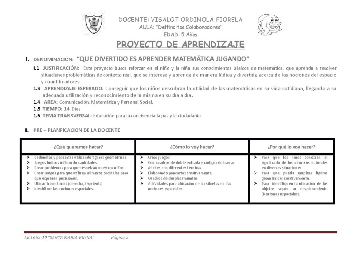 Agosto matematicas - PLANIFICACION - AULA: “Delfincitos Colaboradores ...