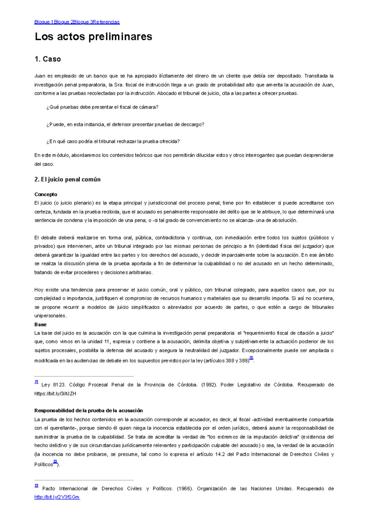 Derecho Procesal Penal - Módulo 3 - Lectura 3 - Bloque 1Bloque 2Bloque 3Referencias Los actos ...