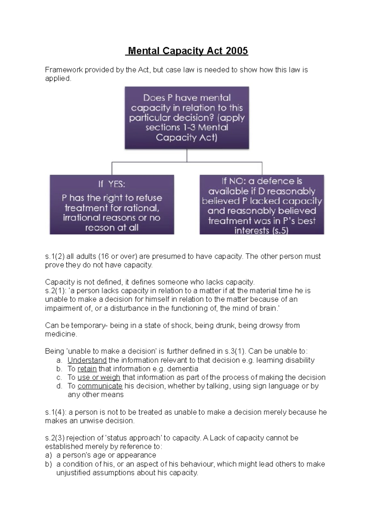 Mental Capacity Act 2005 - Mental Capacity Act 2005 Framework provided ...