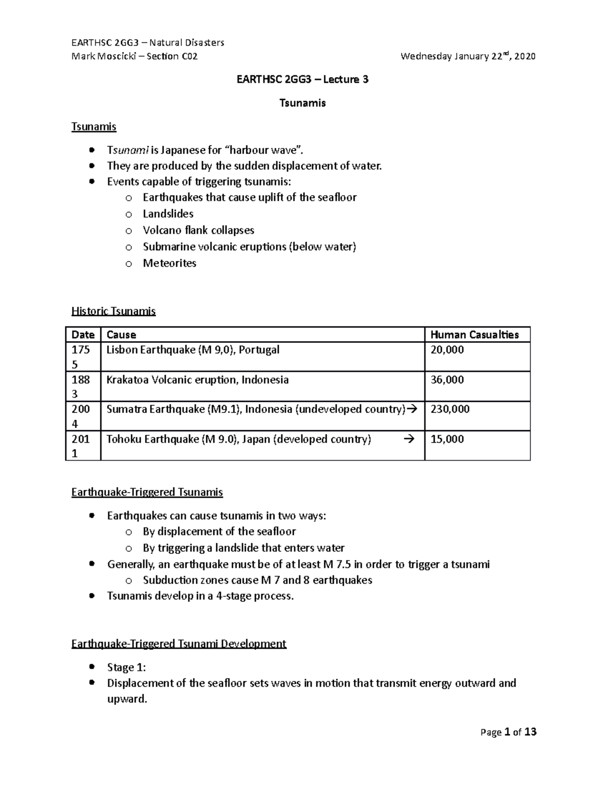 Earthsc 2GG3 - Lecture 3 Notes - Mark Moscicki – Section C02 Wednesday ...