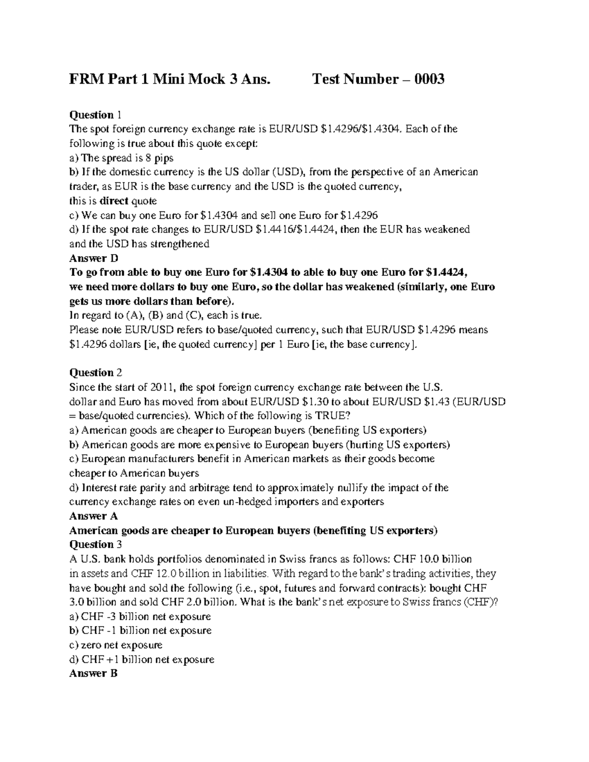 FRM Part 1 Mini Mock 3 Ans Test Number 0 - FRM Part 1 Mini Mock 3 Ans ...