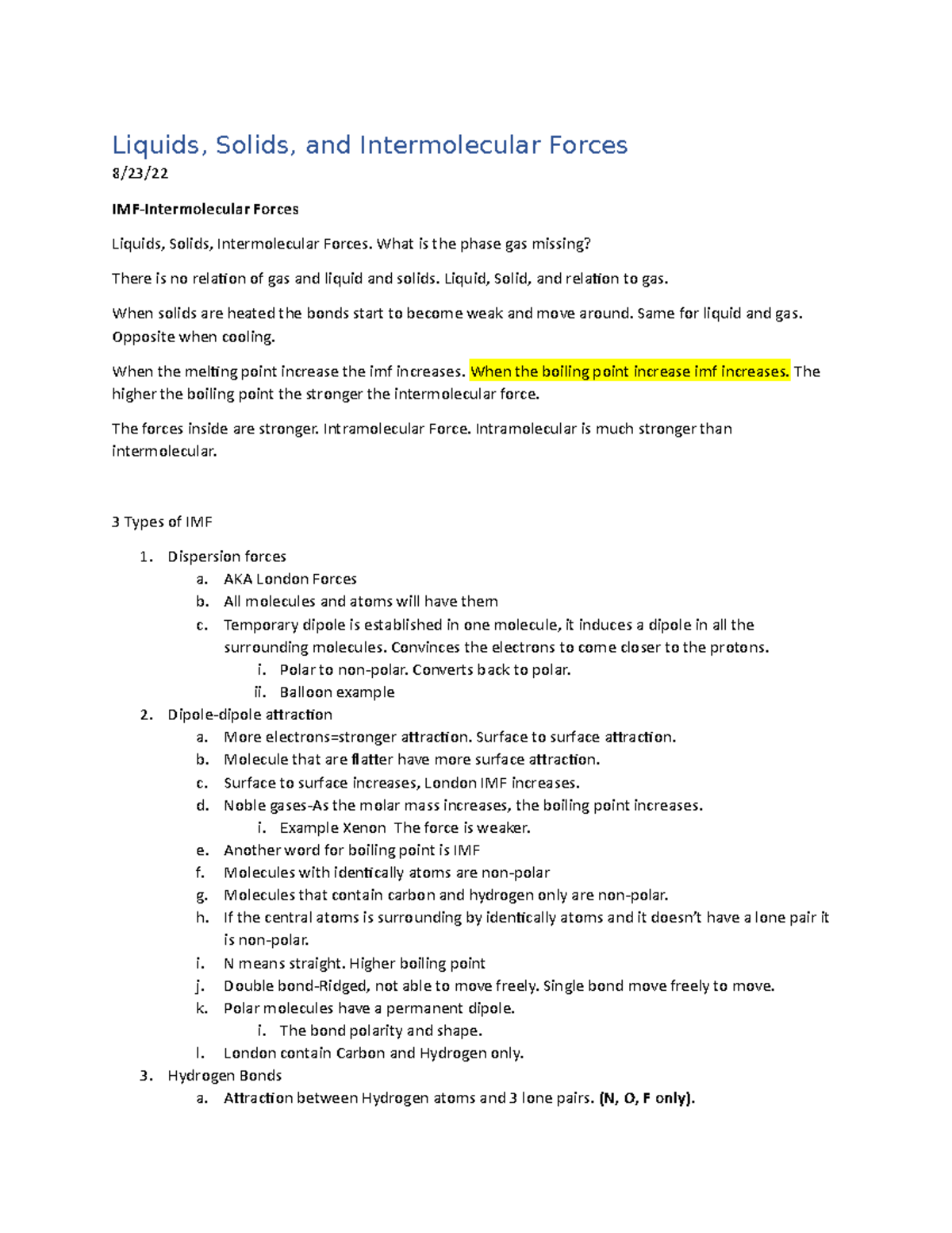 Notes - ............... - Liquids, Solids, and Intermolecular Forces 8 ...