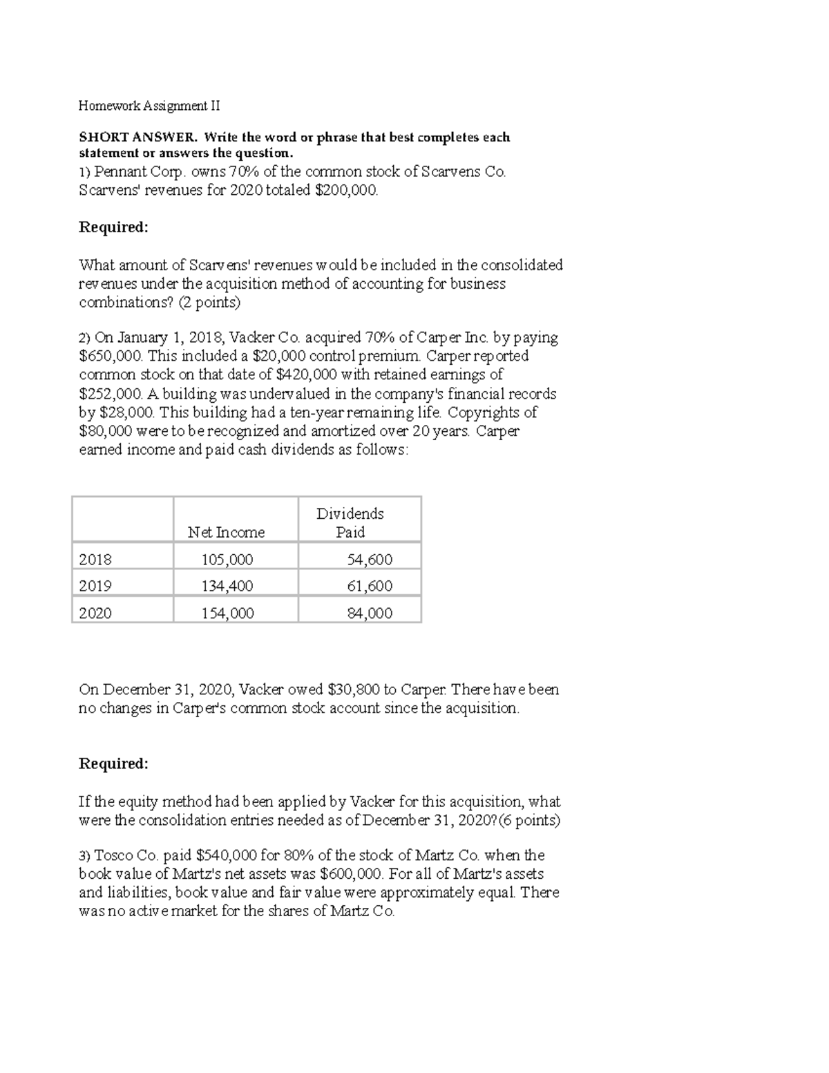 Consolidated Revenues and Entries for Business Combinations - Studocu