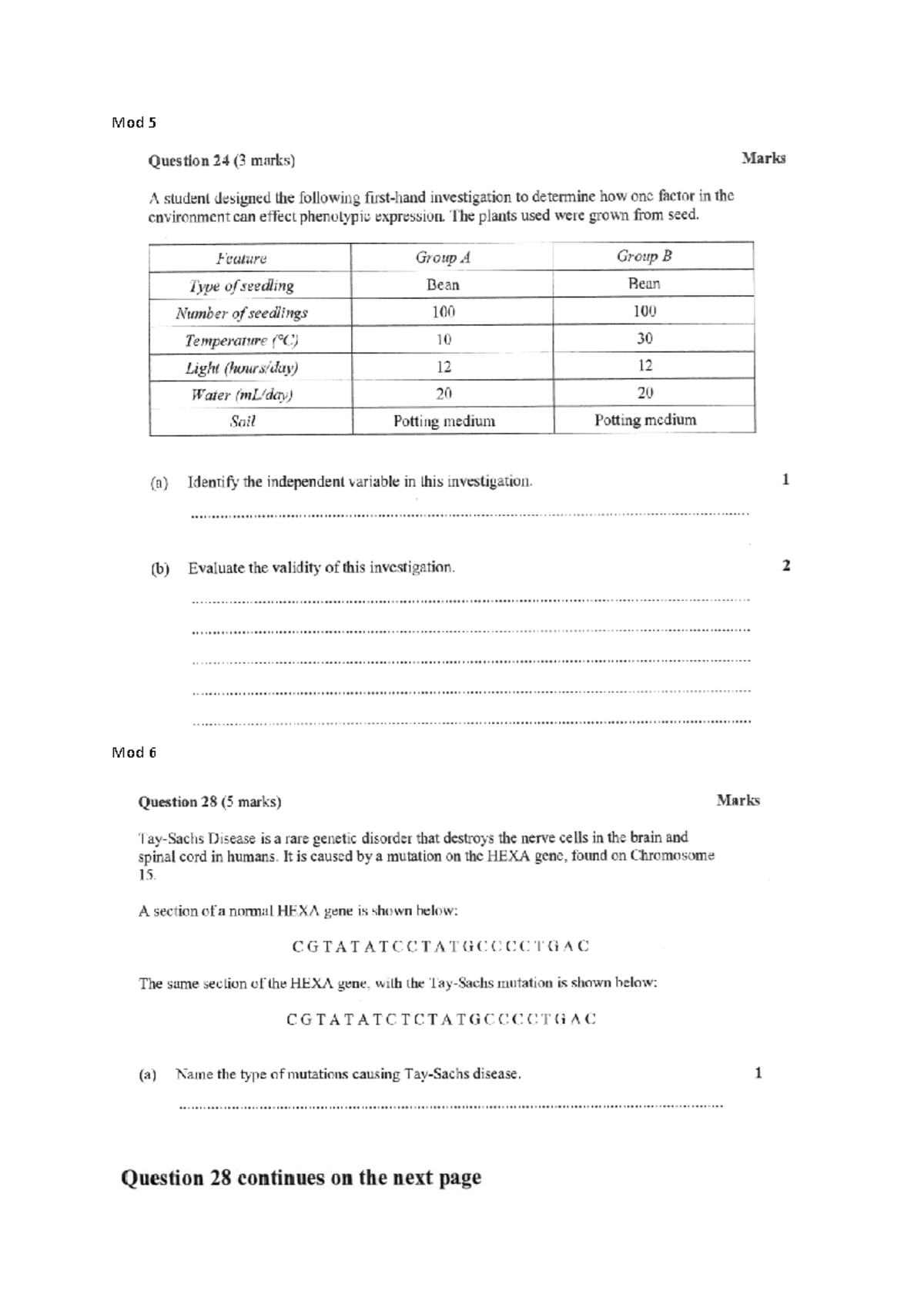 Practice questions-1 - Mod 5 Question 24 (3 marks) Marks A student ...