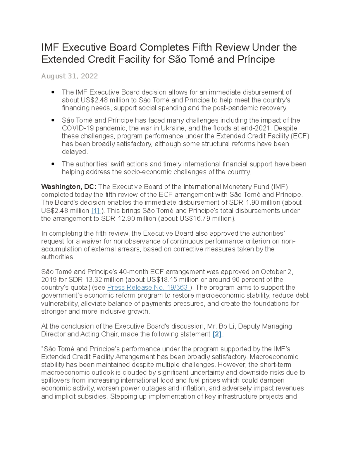 Imf 450 - Money disbursed to nations by the IMF - IMF Executive Board ...