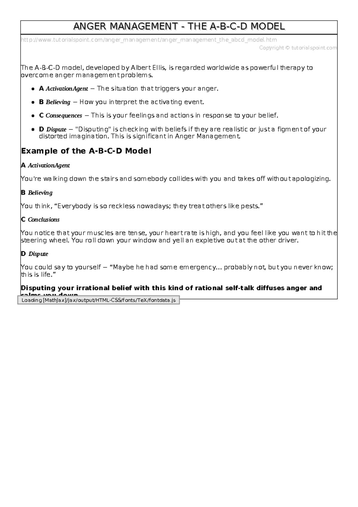 Anger management the abcd model - - Studocu