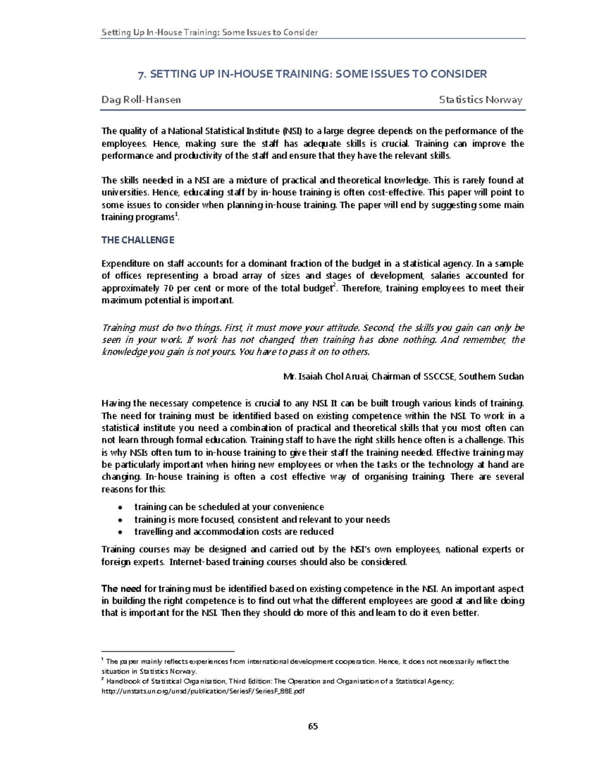 UNIT 7 Training Development IN HRM - 7. SETTING UP IN‐HOUSE TRAINING ...