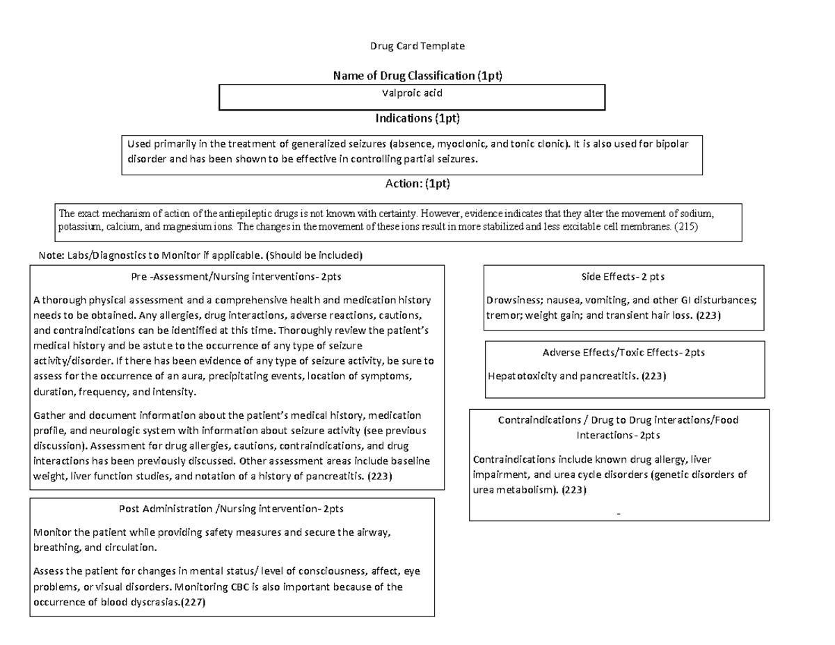 Drug Card - Anticonvulsants - Drug Card Template Name of Drug ...