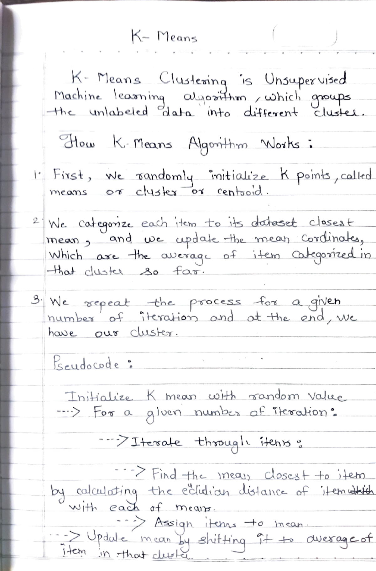 K Mean - tg - 2 K- leans Clusteing iss Unsuper vised Machine leaming ...