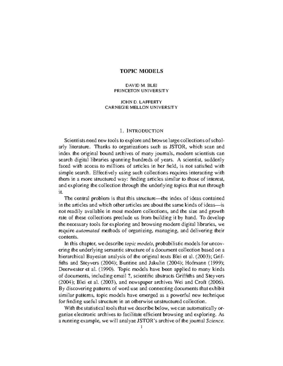 Topic models must read - TOPIC MODELS DAVID M. BLEI PRINCETON ...