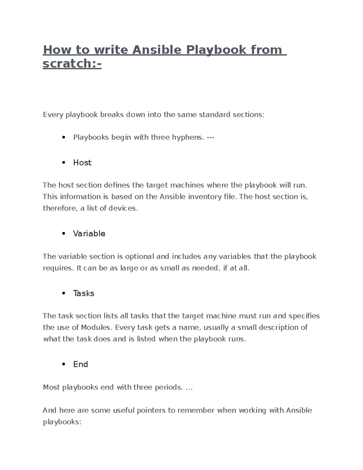 Ansible-playbook - Deveops tool :- Ansible - How to write Ansible Playbook from scratch:- Every ...