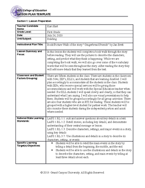 ELM-480Book Walk lesson plan Feedback-y - LESSON PLAN TEMPLATE Section ...