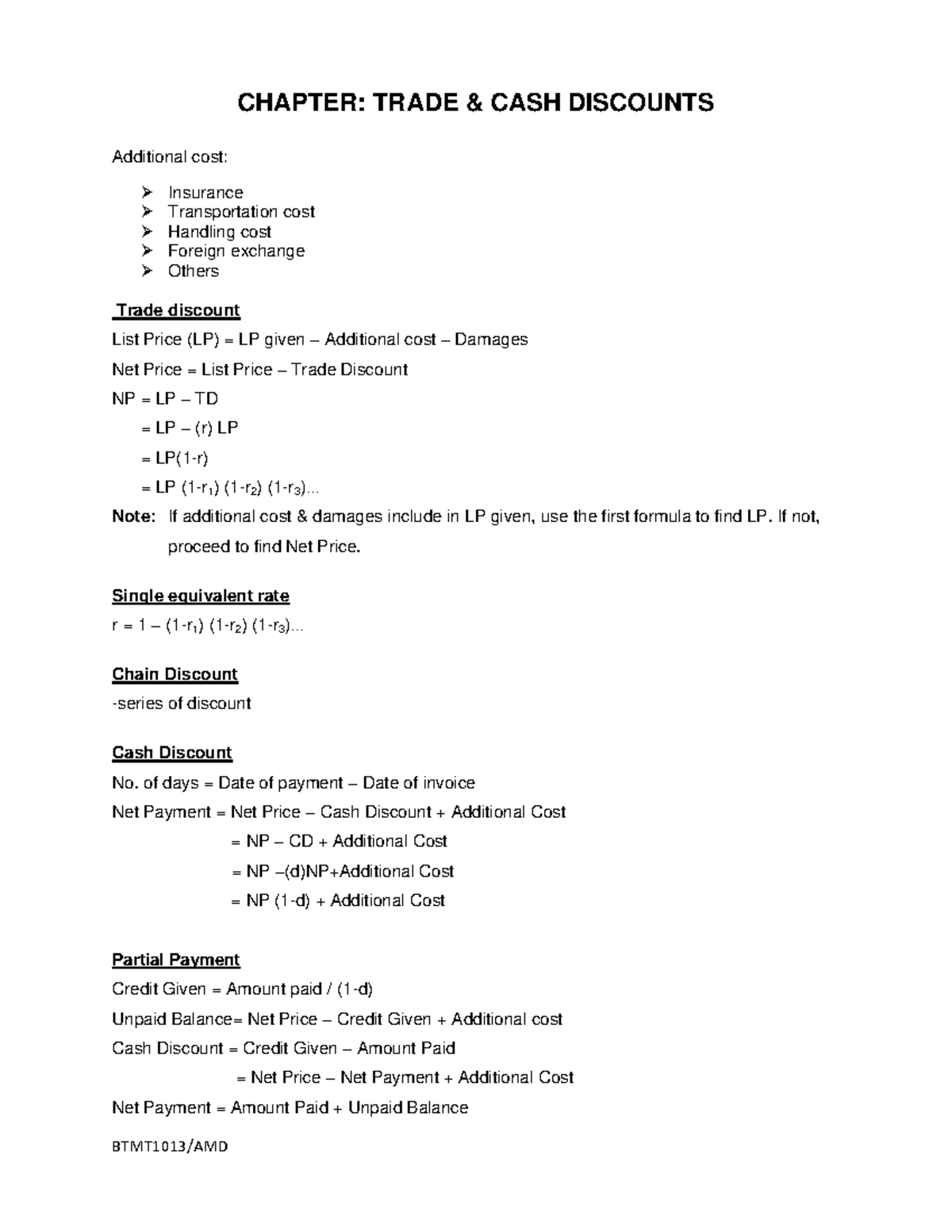 Chapter 7 - Trade CASH Discounts - BTMT1013/AMD CHAPTER: TRADE & CASH ...