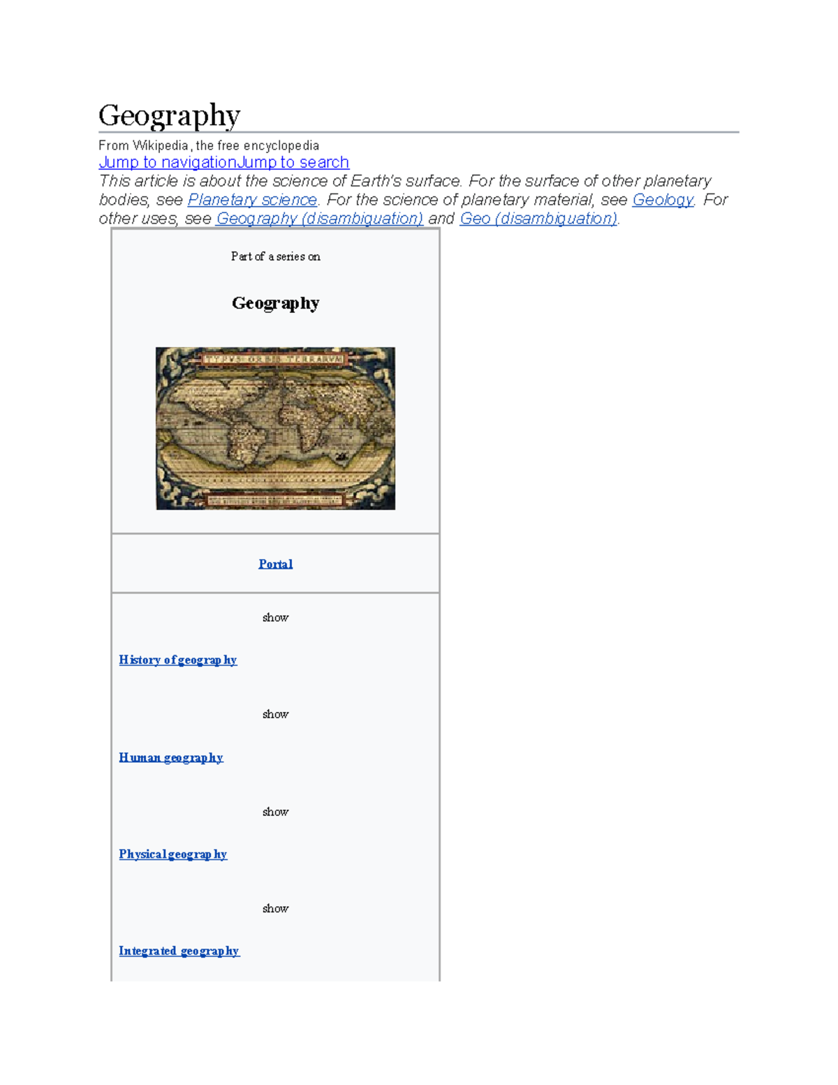 Geography - geo - Geography From Wikipedia, the free encyclopedia Jump ...