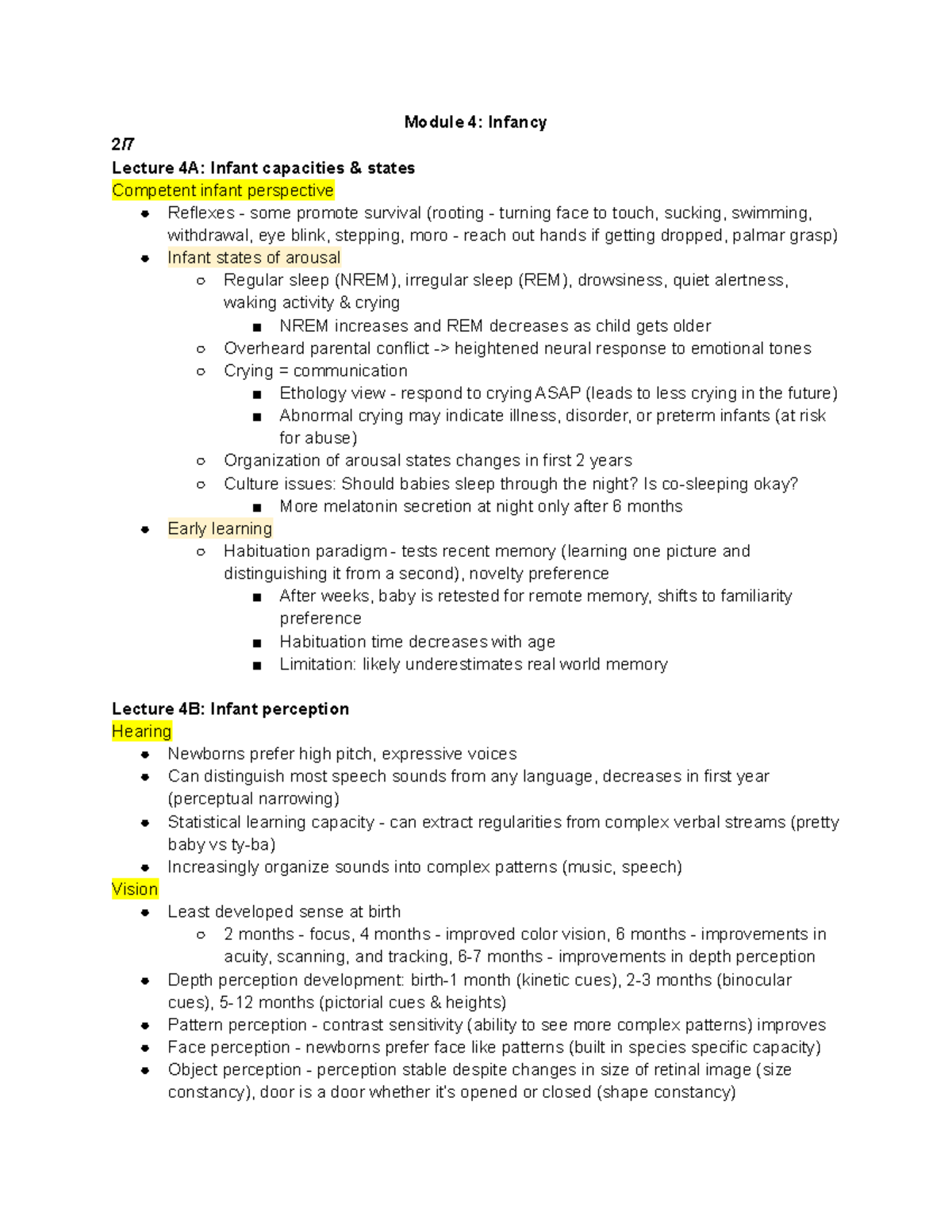 Module 4 Psyc 2300 Dr Karen Bartsch Spring 2022 Online Asynchronous Module 4 Infancy 2