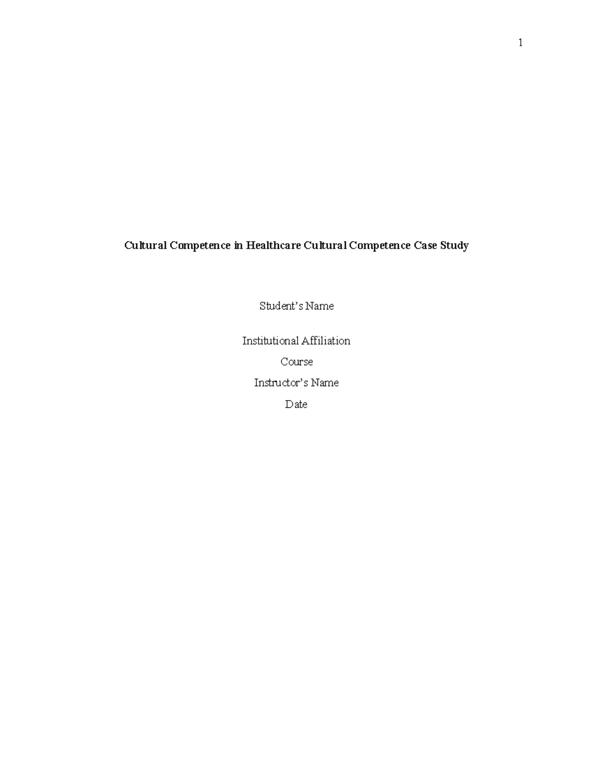 Cultural competence in healthcare cultural competence case study ...