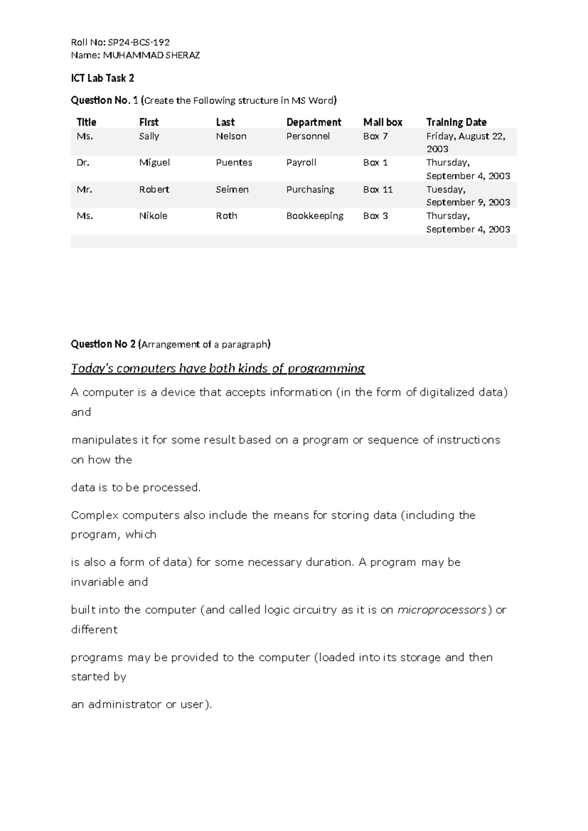 ICT Lab sp24-bcs-196 - Try it - Name: MUHAMMAD SHERAZ ICT Lab Task 2 ...