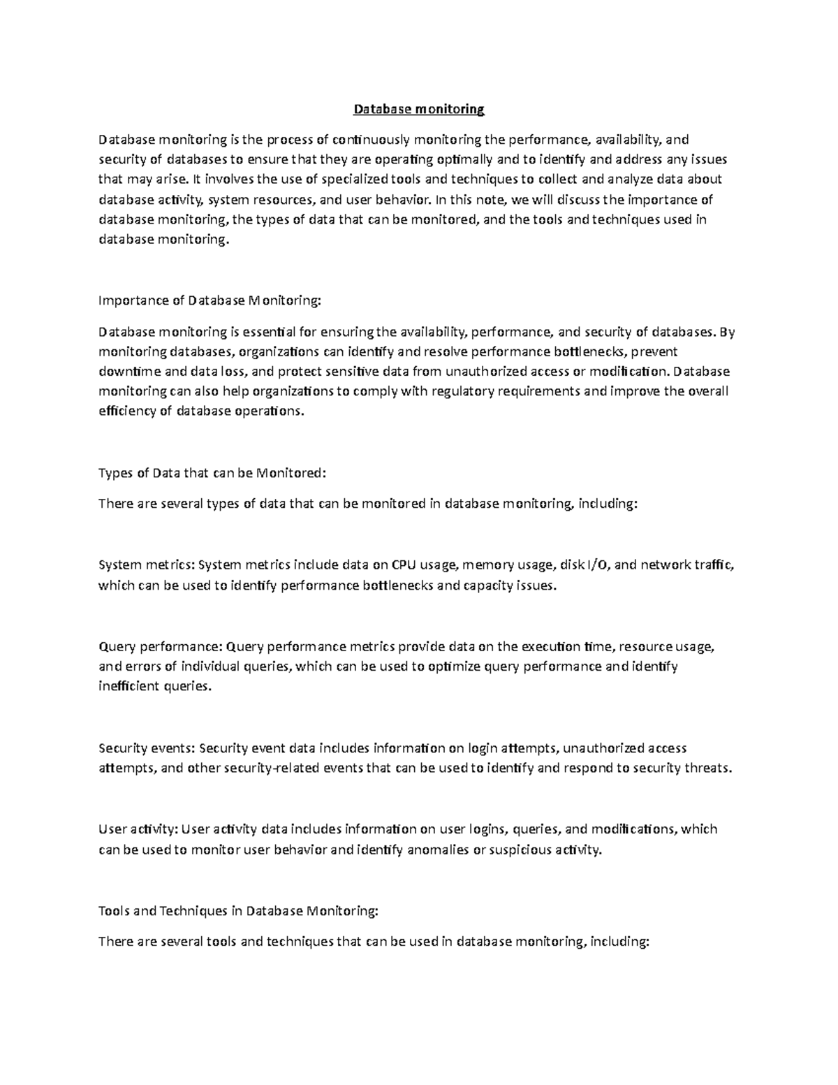 Database monitoring - Database monitoring Database monitoring is the ...