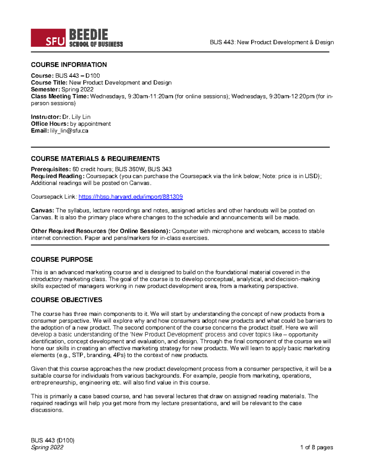 BUS 443 Syllabus - Notes - BUS 443 (D100) COURSE INFORMATION Course ...