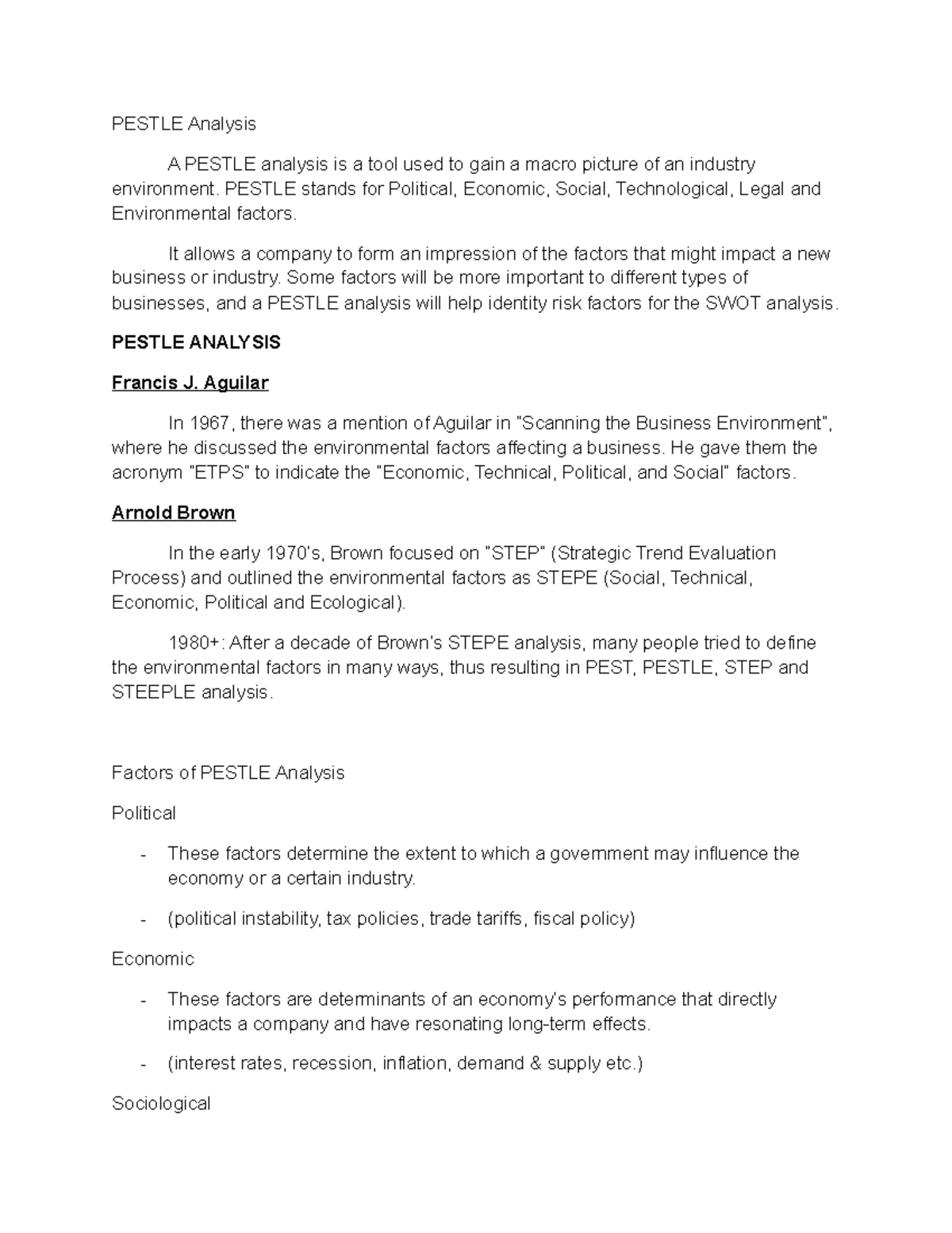 Pestle Analysis - PESTLE Analysis A PESTLE analysis is a tool used to ...