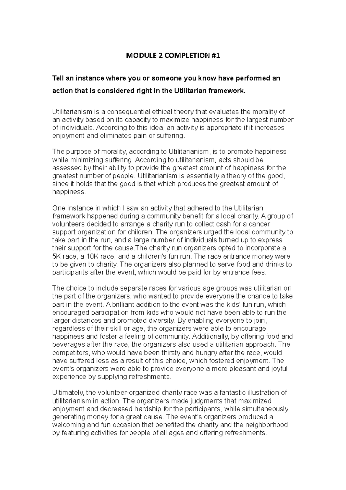 Module 2 Completion - MODULE 2 COMPLETION Tell an instance where you or ...